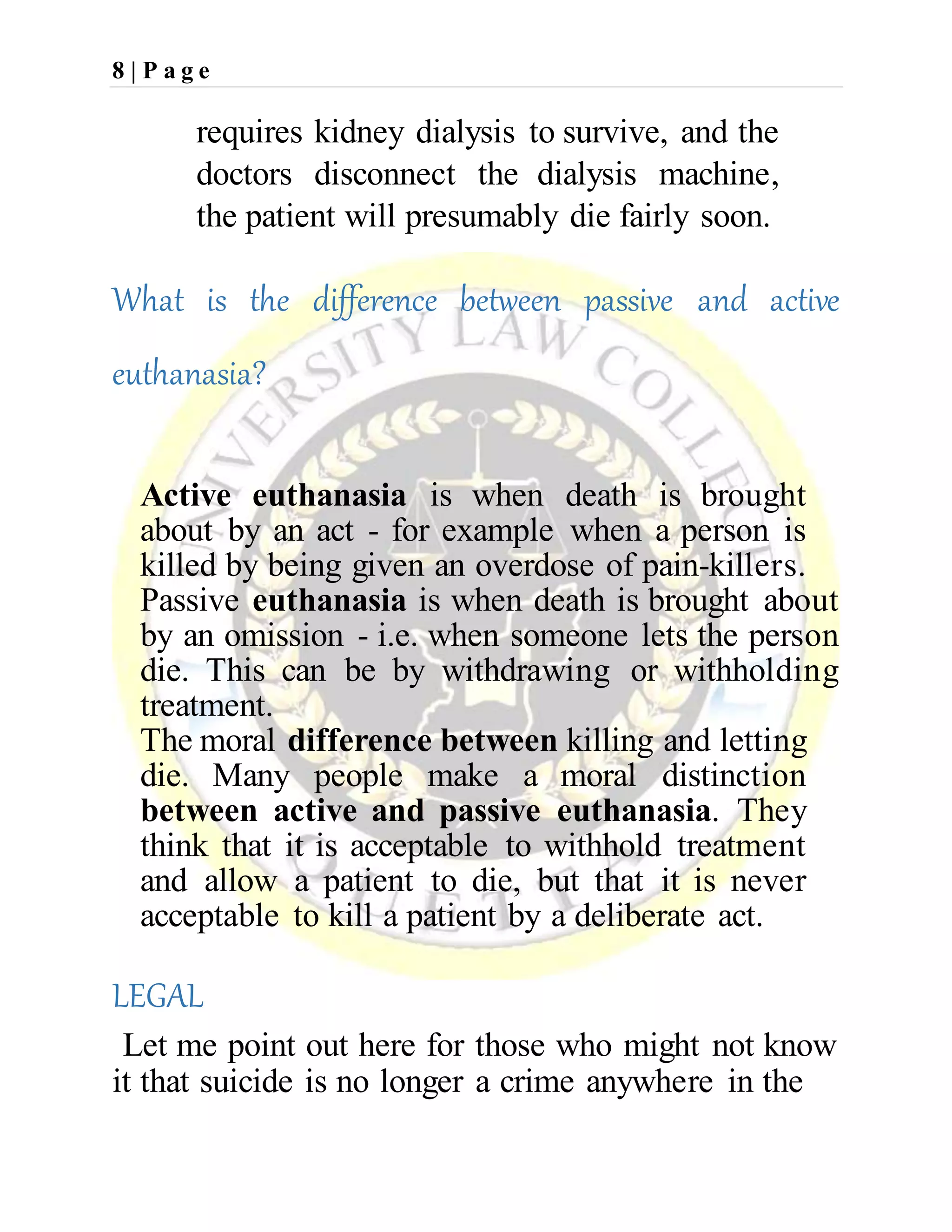 Euthanasia presentation | DOCX | First Aid | Injuries