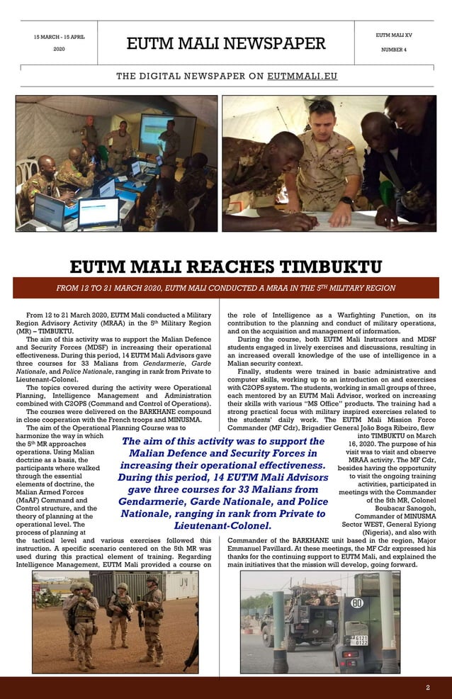 PUBLIC AFFAIRS OFFICER EUTM MALI EUROPEAN UNION | PDF