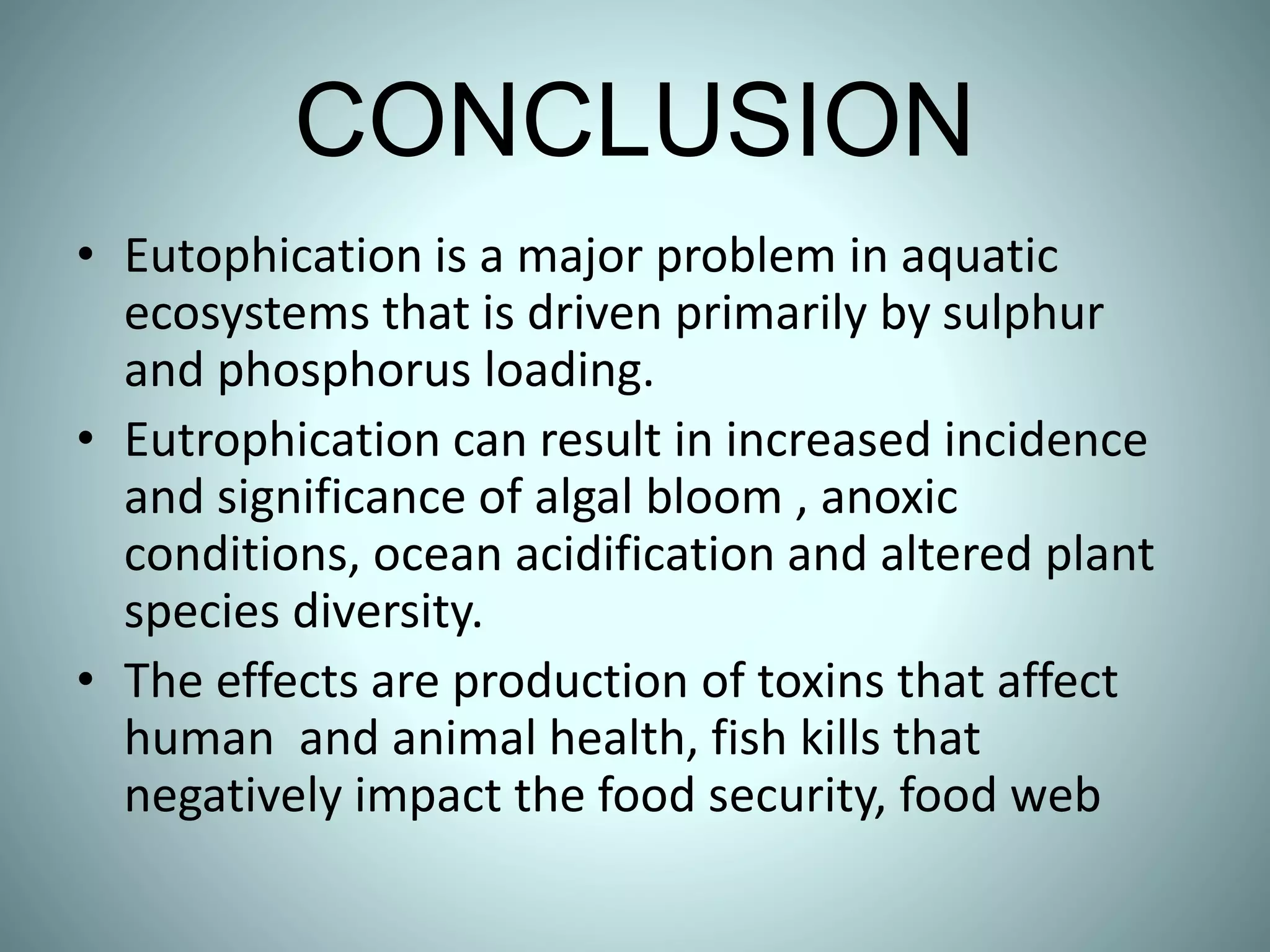 Eutrophication food chain in aquatic ecosystem | PPTX