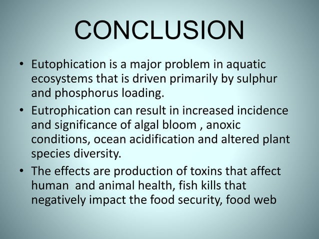 Eutrophication food chain in aquatic ecosystem | PPTX | Zoos ...
