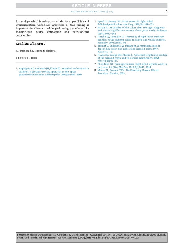 Abnormal position of descending colon with right-sided sigmoid colon ...