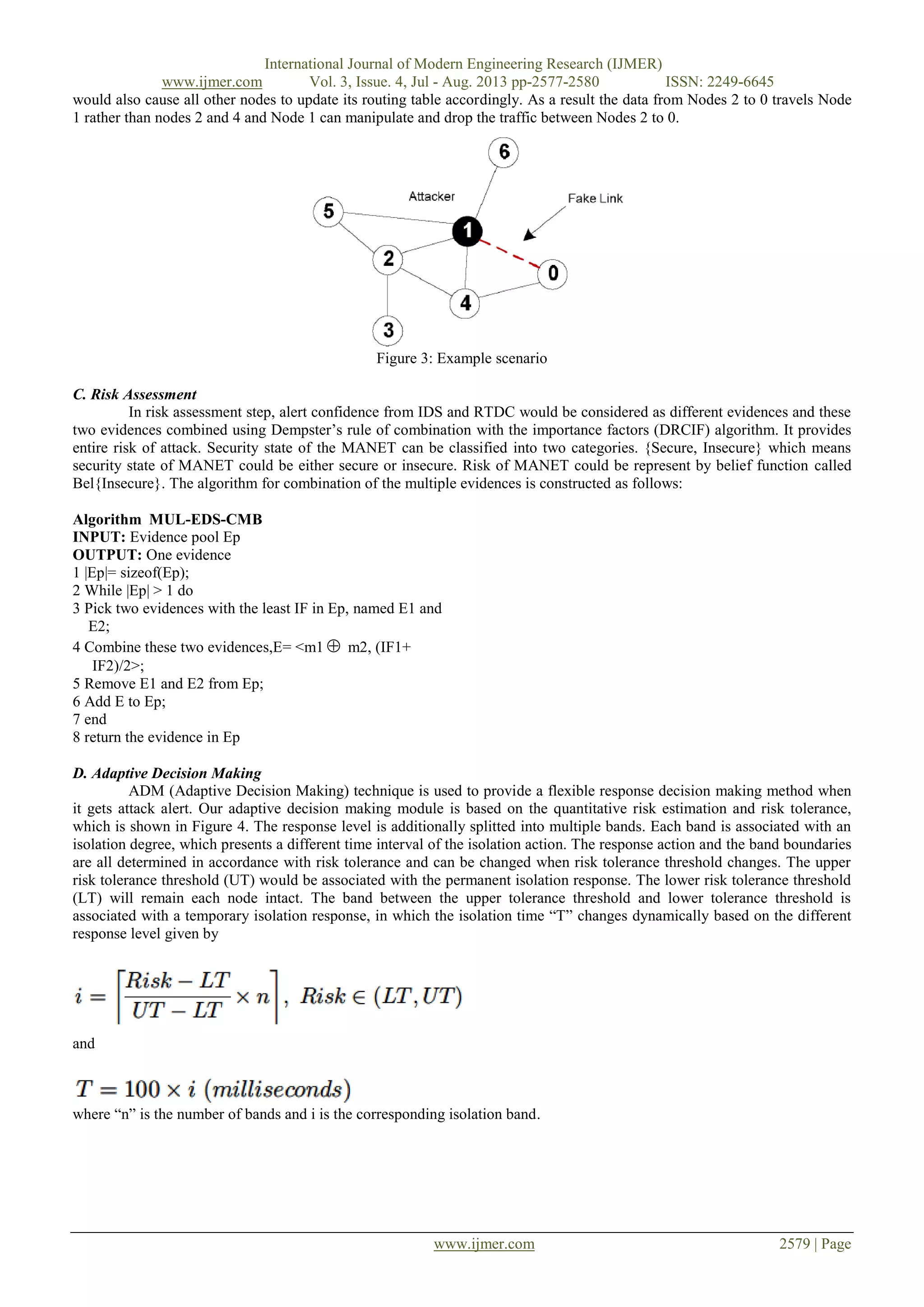 An Optimal Risk- Aware Mechanism for Countering Routing Attacks in MANETs | PDF