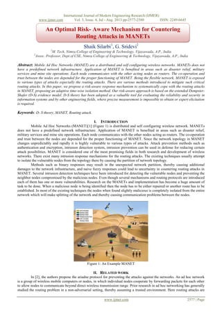 An Optimal Risk- Aware Mechanism for Countering Routing Attacks in MANETs | PDF | Information ...