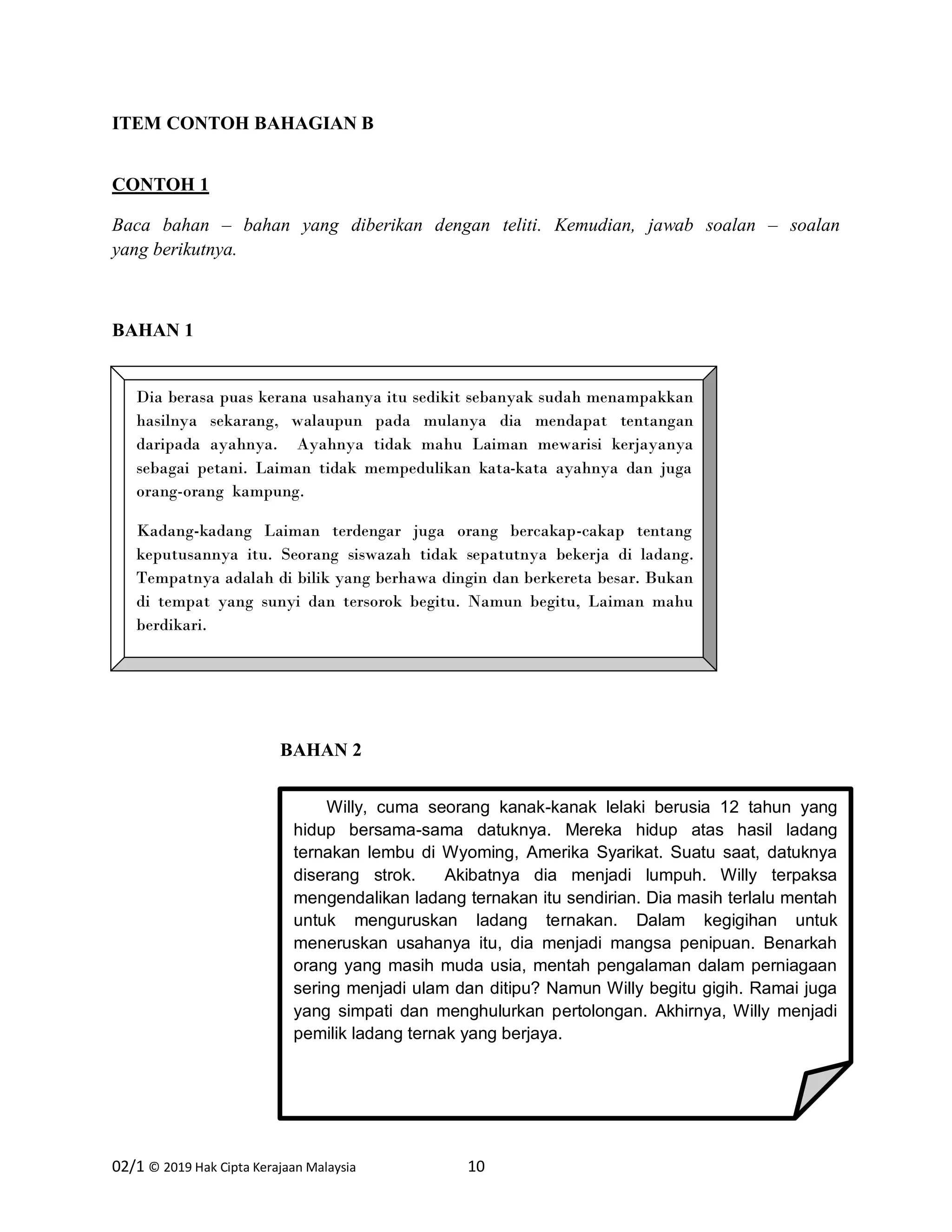 02 1 ITEM CONTOH BAHAGIAN B-PEMAHAMAN PETIKAN | PDF