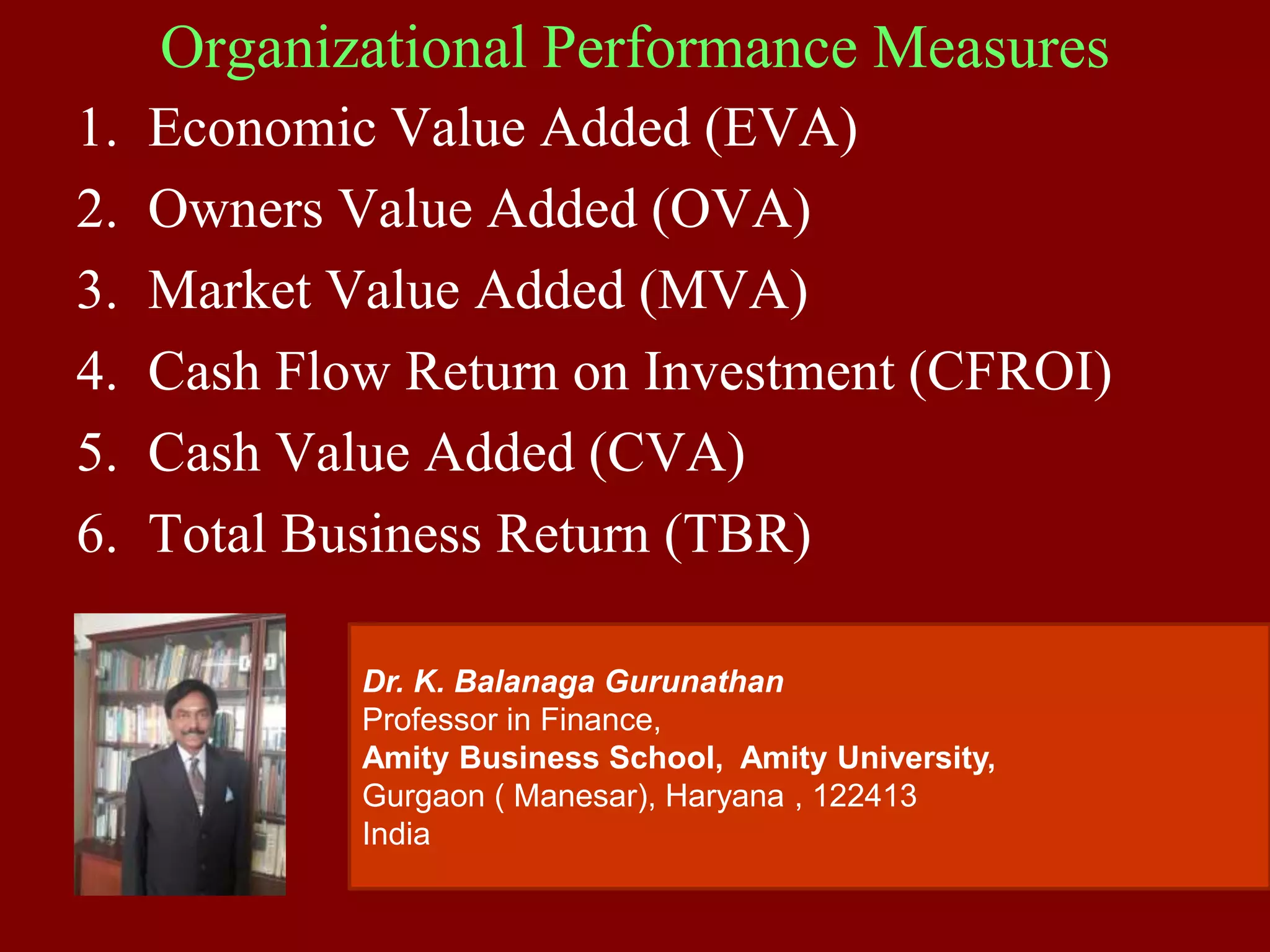 EVA, OVA, MVA, CFROI, CVA & TBR | PPTX