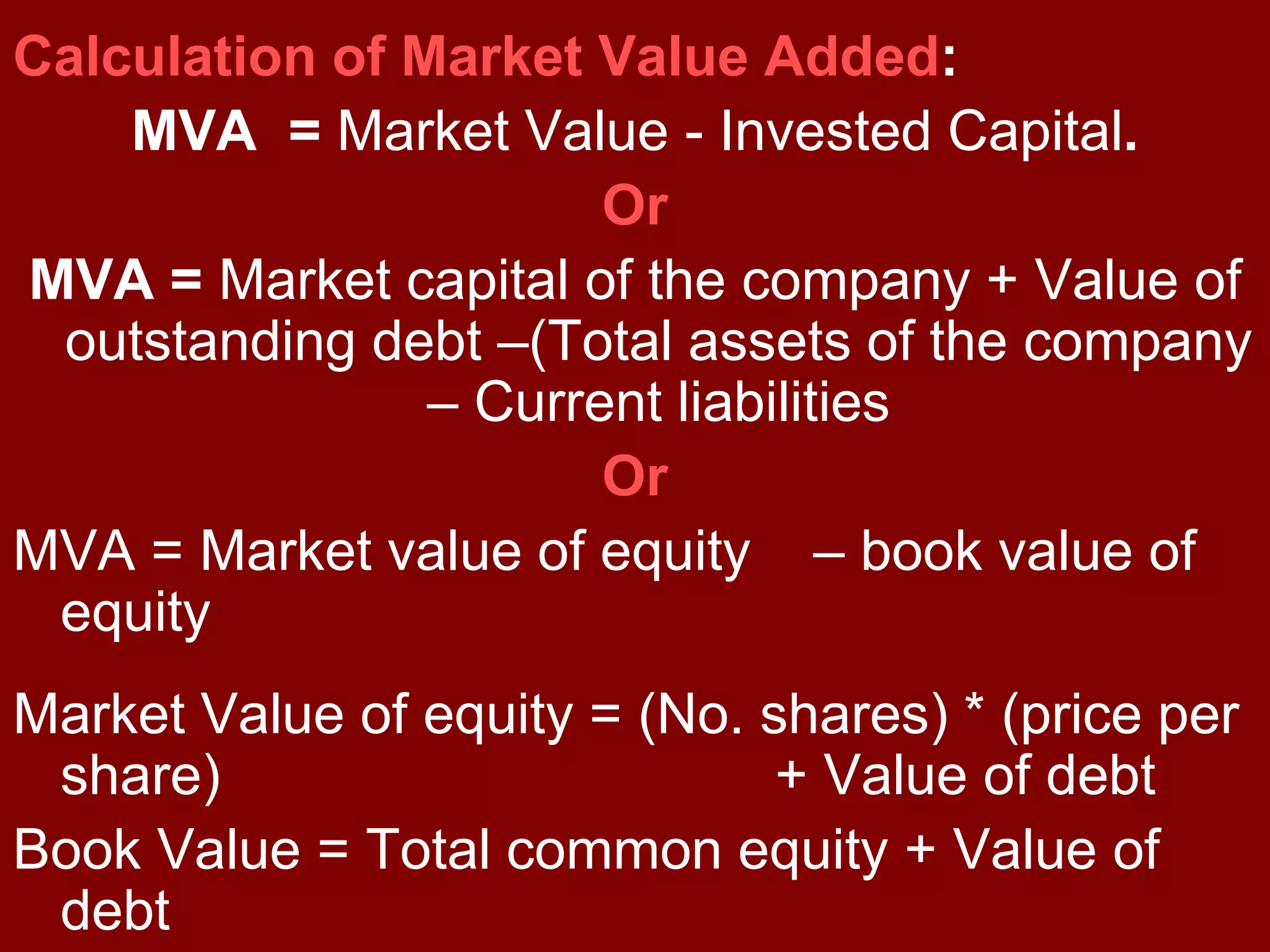 EVA, OVA, MVA, CFROI, CVA & TBR | PPTX