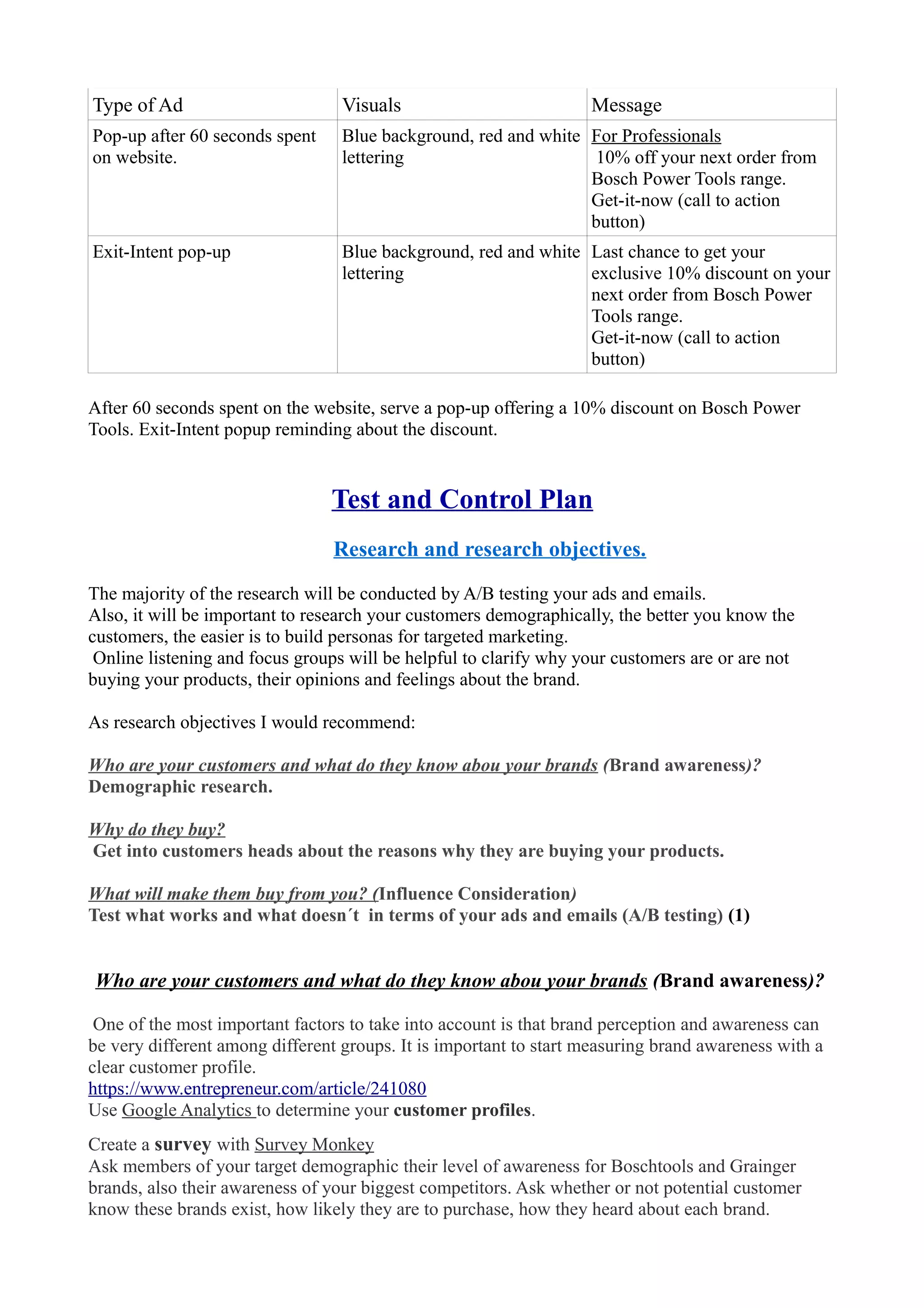 Digital Marketing Capstone Bosch/Grainger | PDF