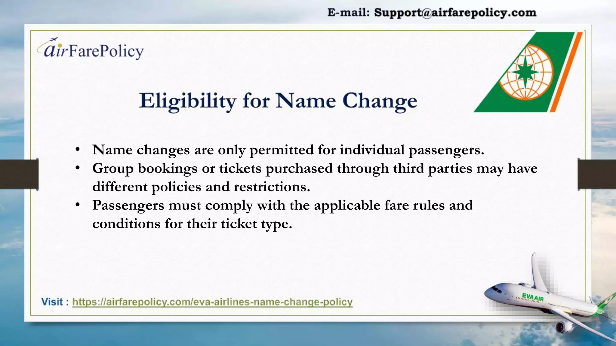 Eva Airlines Name Change Policy - Airfare Policy | PPTX