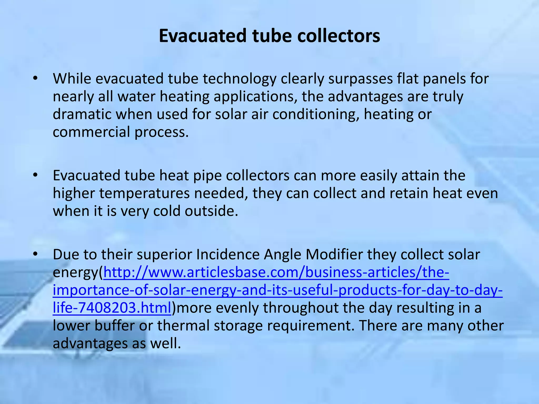 Evacuated tube collectors specifications | PPTX