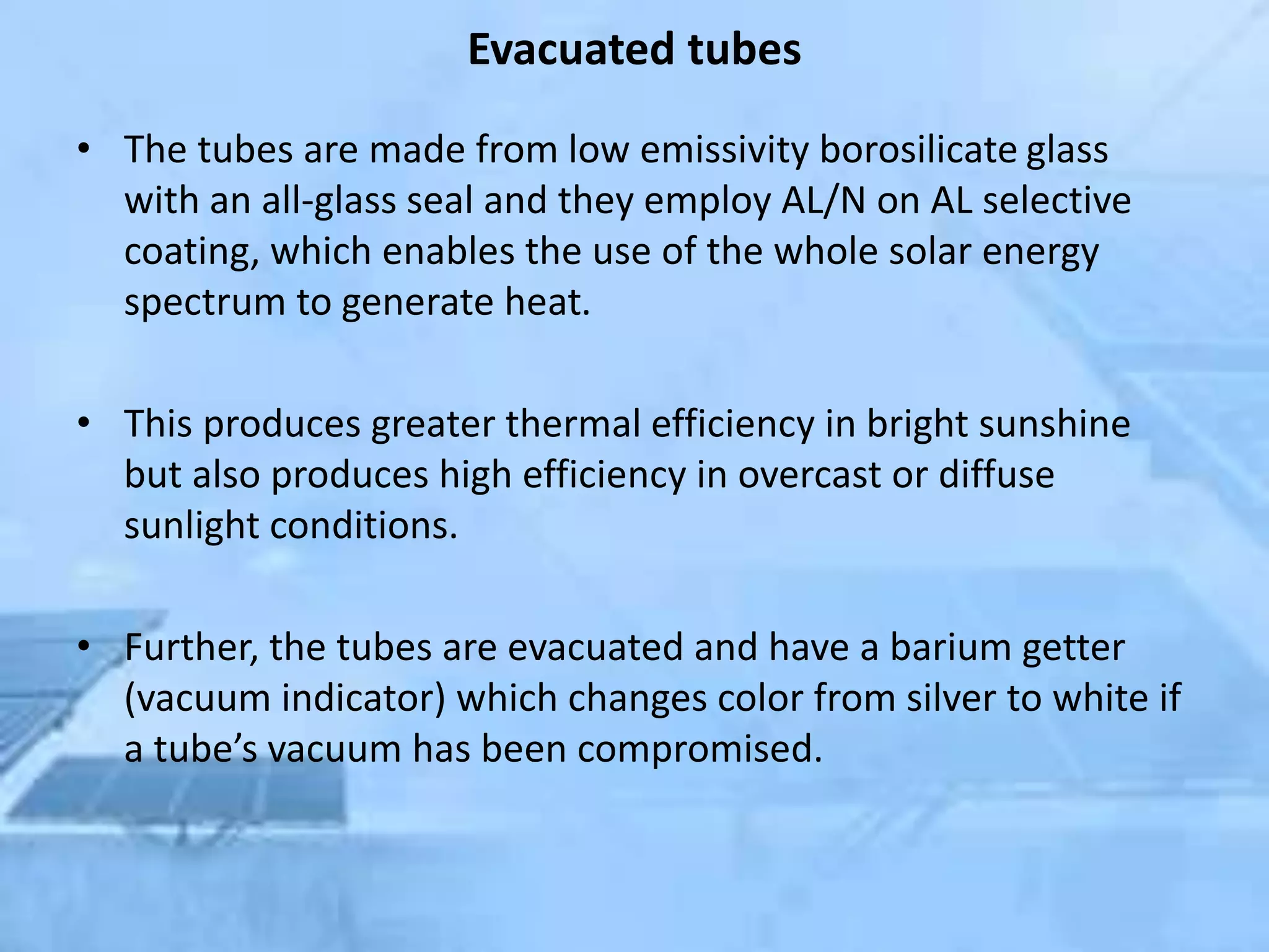 Evacuated tube collectors specifications | PPTX