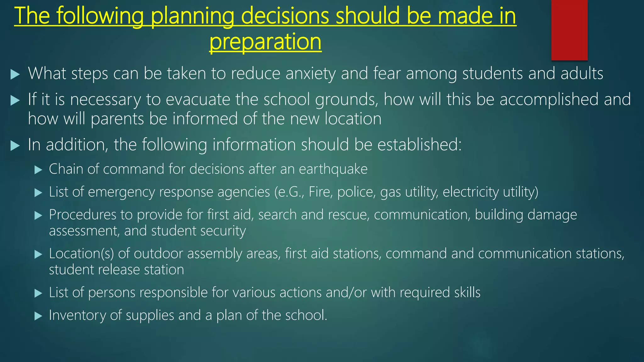 Earthquake Evacuation drill in School Safety | PPTX