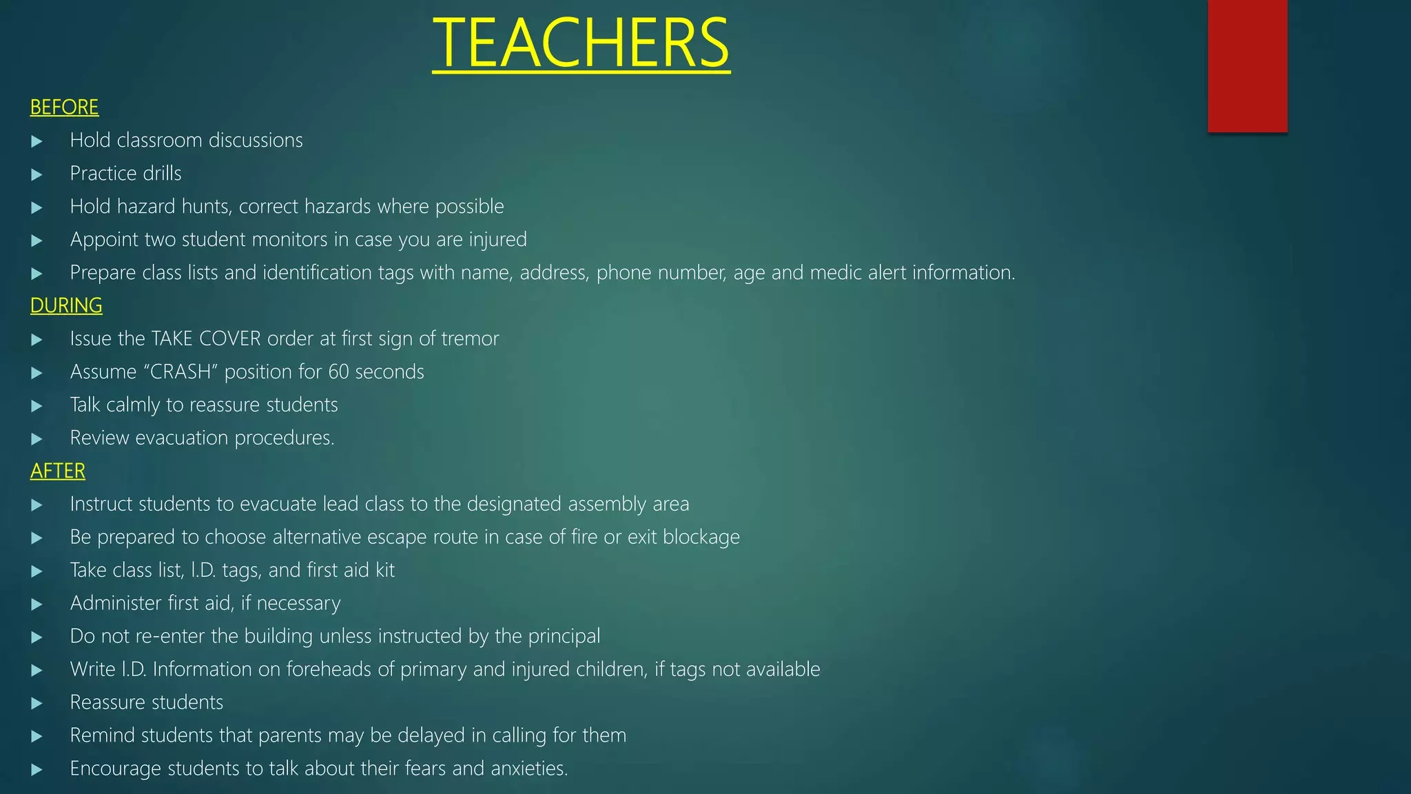 Earthquake Evacuation drill in School Safety | PPTX