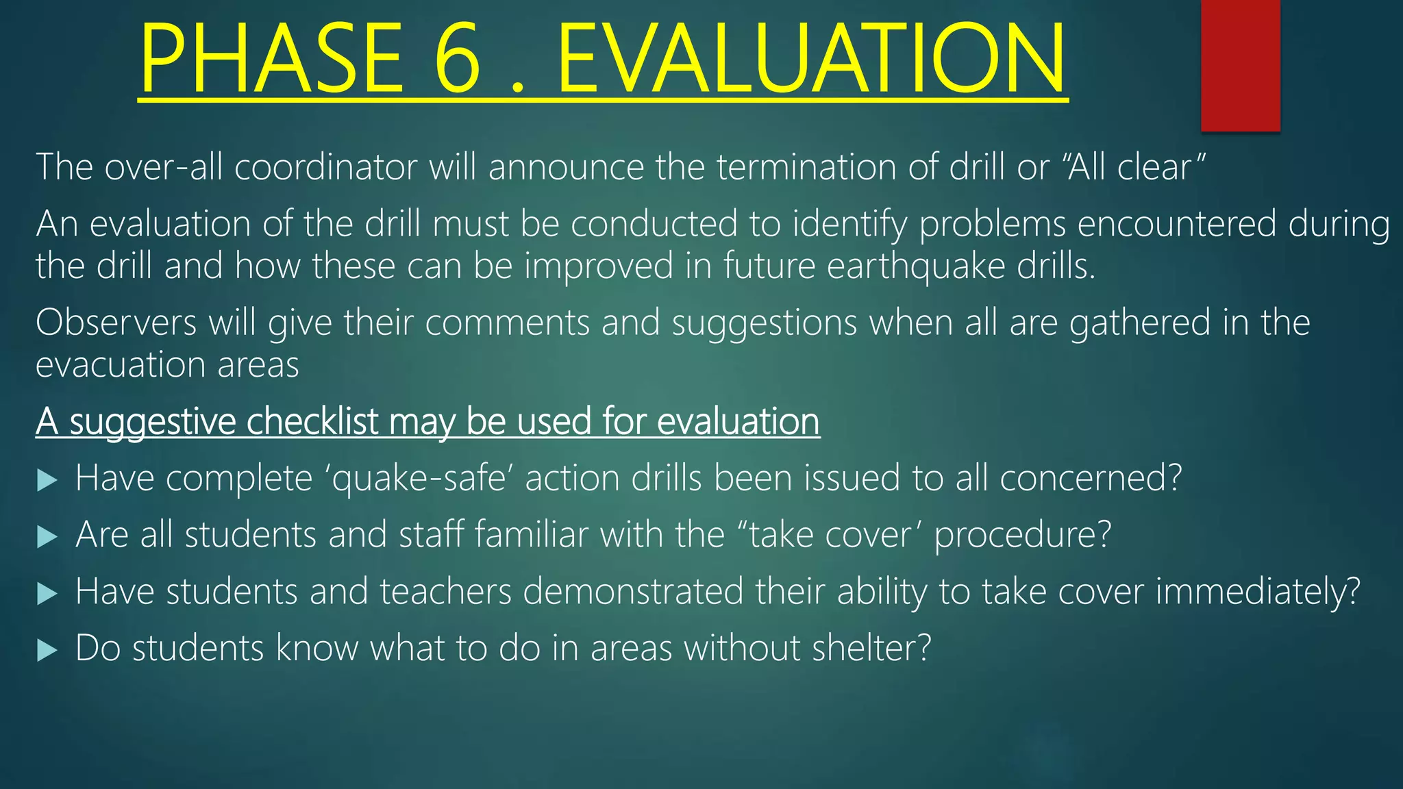 Earthquake Evacuation drill in School Safety | PPTX