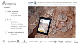 Presentation and results of ArchAIDE project - EAA2018 | PDF
