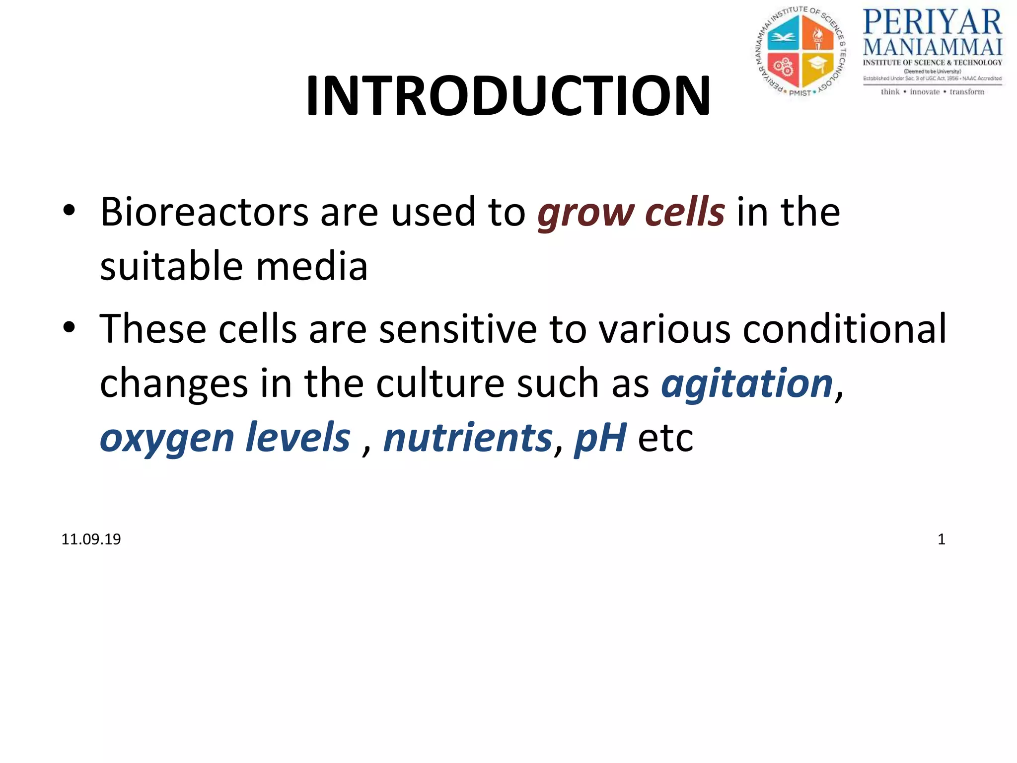 Measurement and control of dissolved oxygen in the bioreactor | PPTX