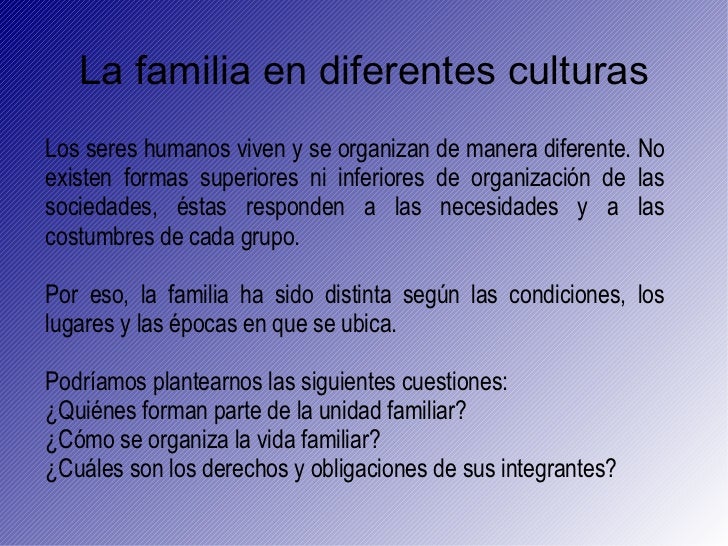 la familia en las diferentes culturas