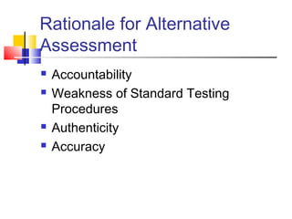 Alternative means of assessment and evaluations in inclusive classrooms ...