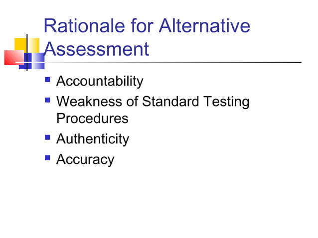 Alternative means of assessment and evaluations in inclusive classrooms ...
