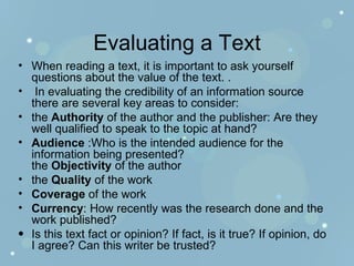 Evalauting Text | PPT