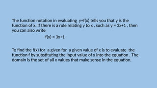 EVALAUTION OF FUNCTIONS powerpoint presentation | PPT