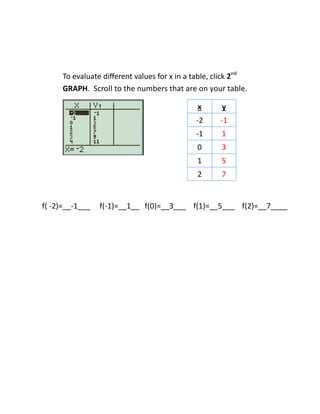 Evaluating Functions with a Table | PDF