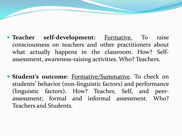 Evaluación en el proceso de enseñanza del inglés como lengua extranjera | PPT