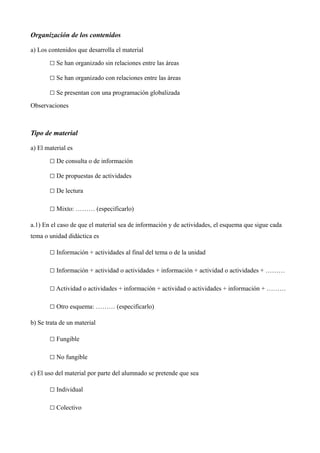 Evaluación de Materiales Curriculares Impresos (Parcerisa, 1996) | ODT