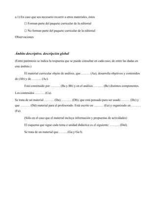 Evaluación de Materiales Curriculares Impresos (Parcerisa, 1996) | ODT