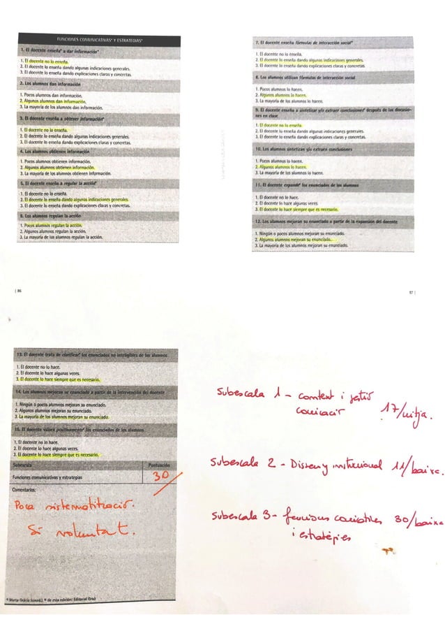 Exemple de resultats. Test EVALOE. | PDF