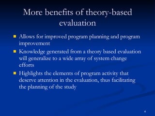 Evaluation Principles: Theory-Based, Utilization-Focused, Participatory | PPT