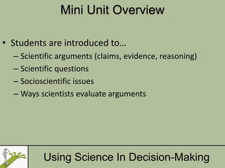 Evaluating Scientific Claims, a teacher workshop | PPT