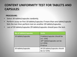 Evaluation of tablets and capsule | PPTX