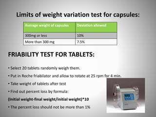 Evaluation of tablets and capsule | PPTX