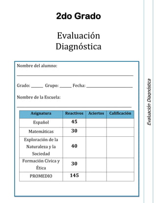 EVALUACIÓN-DIAGNÓSTICA-2do-Grado DE EDUCACION PRIMARIA | PDF
