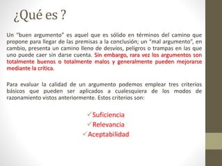 Evaluación del discurso argumentativo y falacias | PPTX