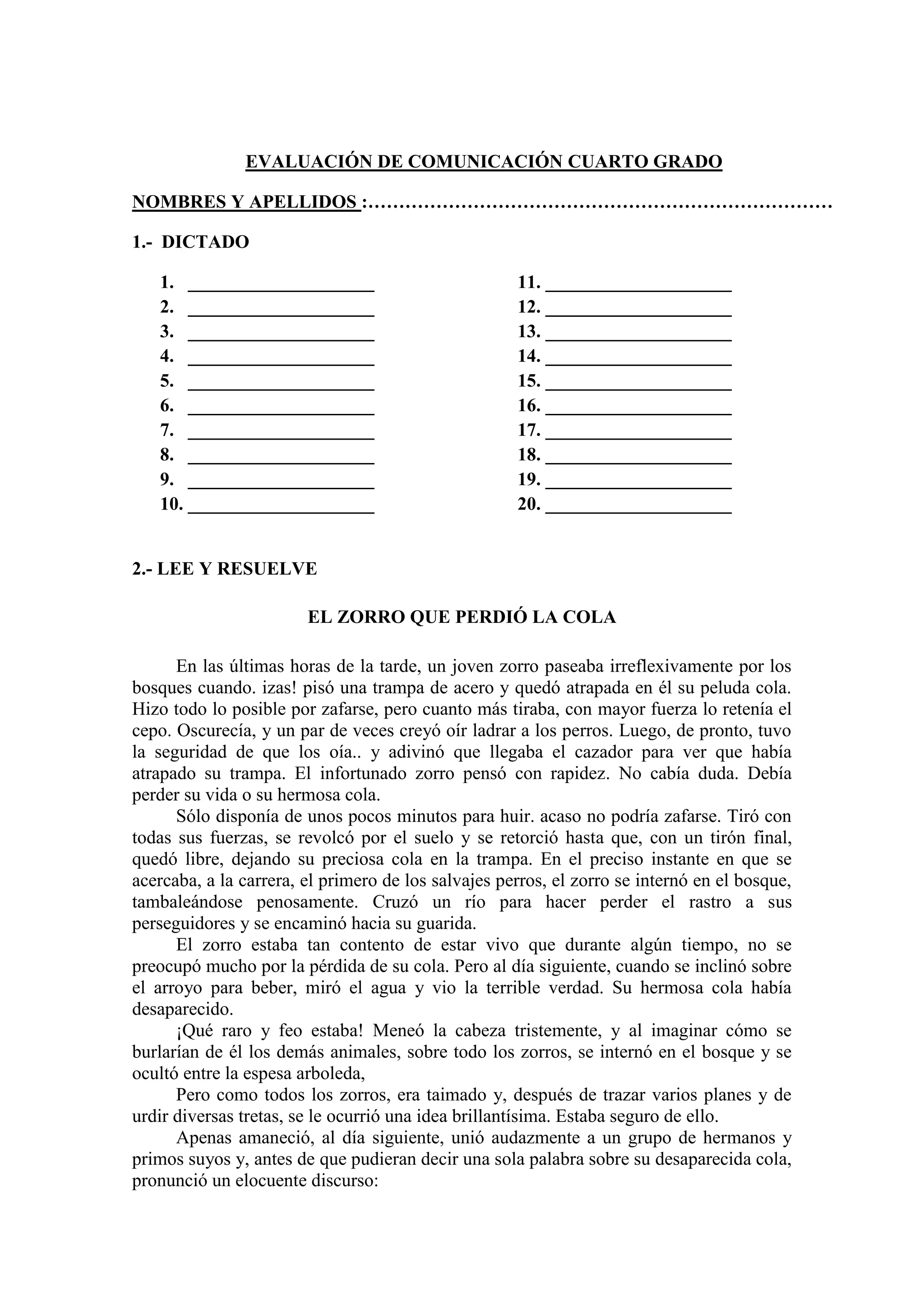 Evaluación de matemáticas segundo grado | DOCX