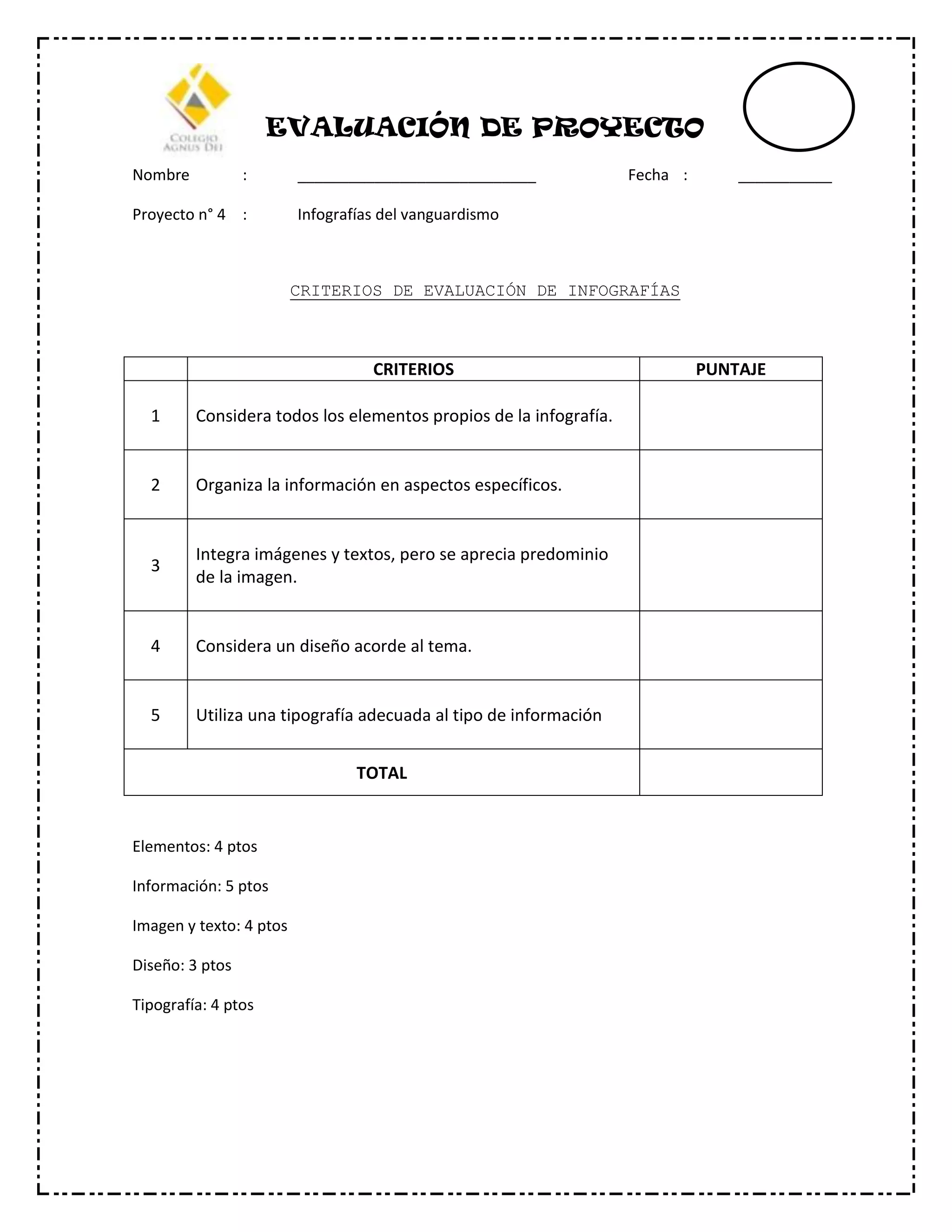 Evaluación de proyecto infografías | DOCX