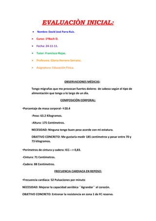 Evaluaciòn inicial | PDF