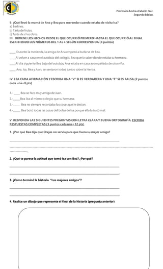 Evaluación los mejores amigos. | DOCX