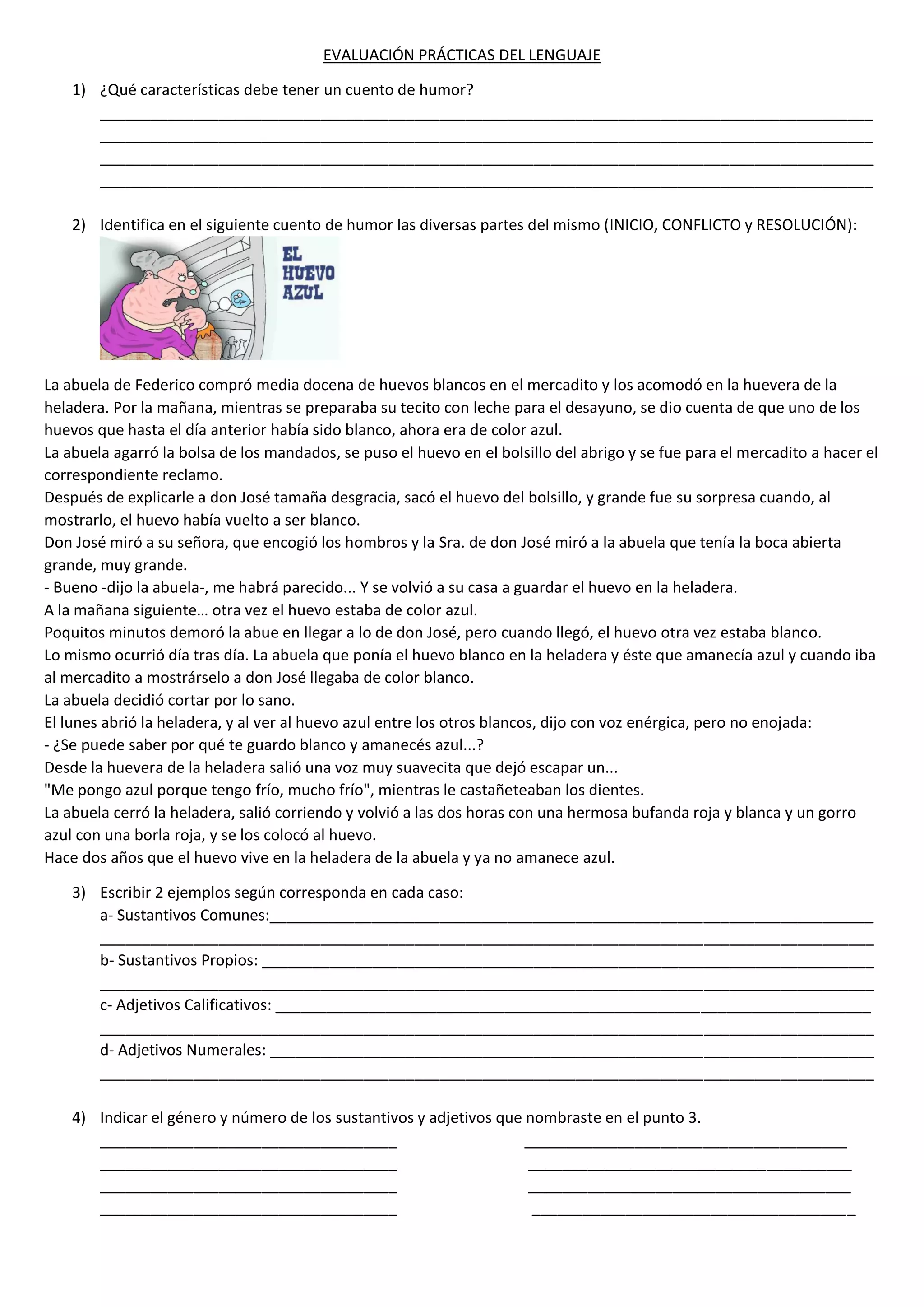 Evaluación prácticas del lenguaje | PDF
