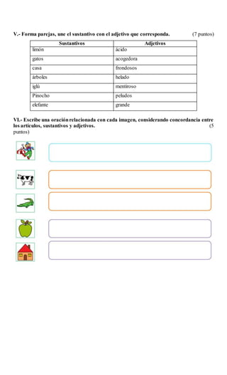Evaluacion articulos-sustantivos-y-adjetivos | DOC
