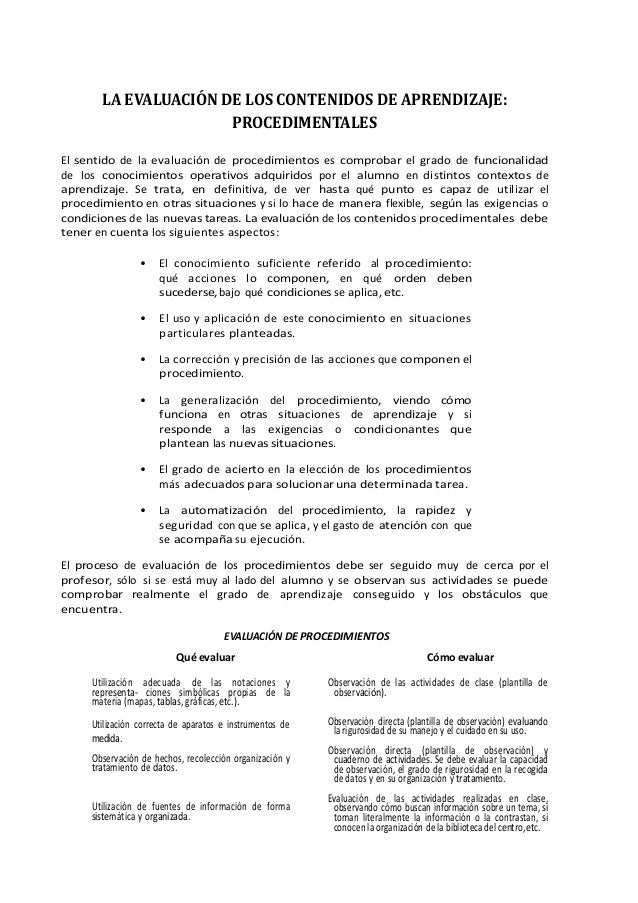 Contenidos Procedimentales