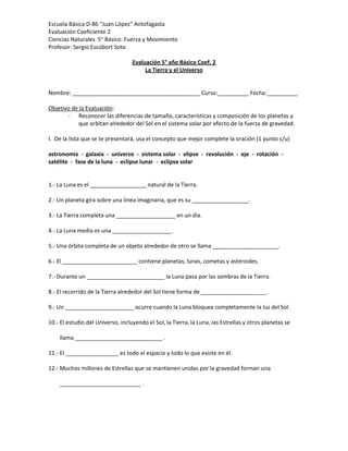 Evaluacion 5° coef2 fuerzay movimiento | DOCX