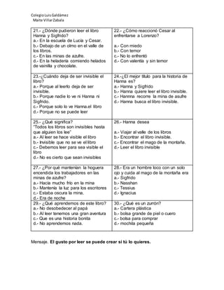 Evaluacion del libro invisible | DOCX