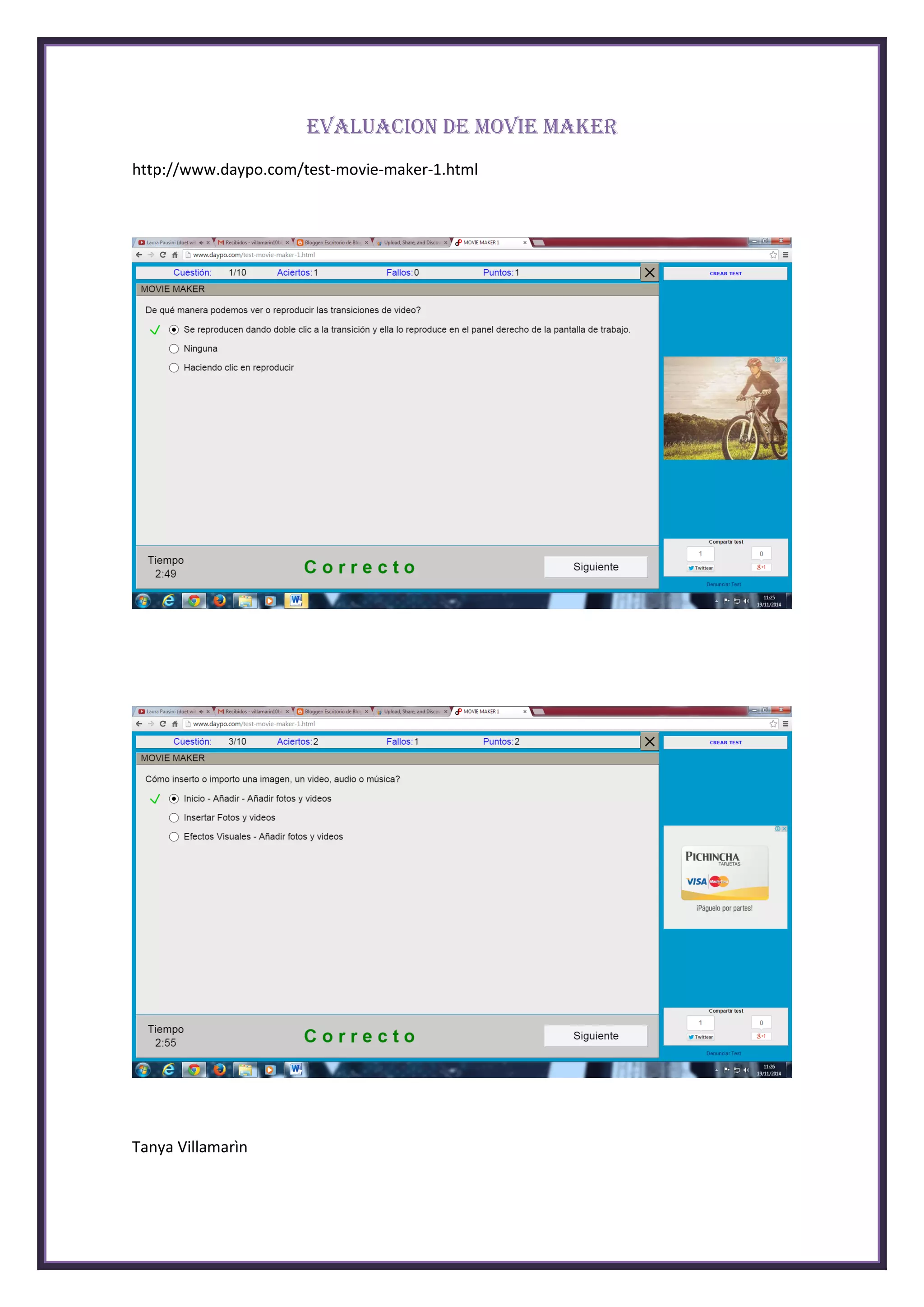 Evaluacion de movie maker | PDF