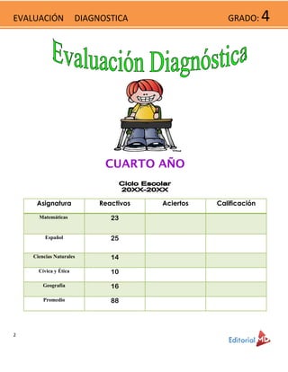 Evaluacion diagnostica 4 grado primaria | PDF