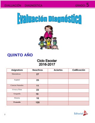 Evaluacion diagnostica quinto de primaria | PDF