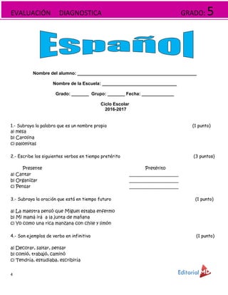 Evaluacion diagnostica quinto de primaria | PDF