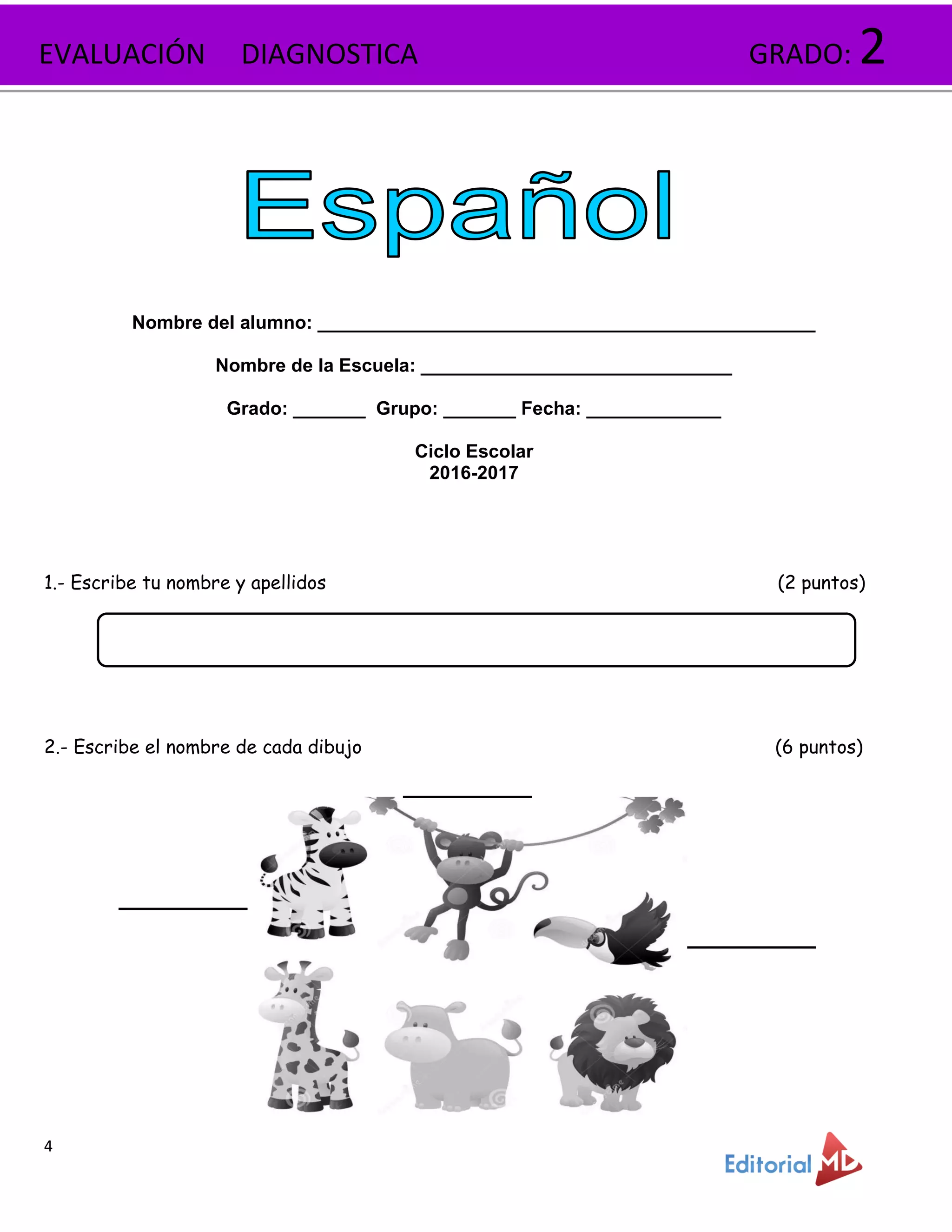 Evaluacion diagnostica segundo de primaria | PDF