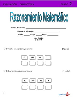Evaluacion diagnostica segundo de primaria | PDF